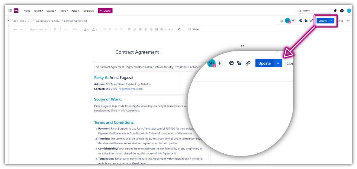 How to add a signature to a Confluence page using Real Signature | BDQ